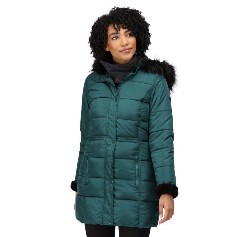 Regatta Della Womens Faux Fur Hooded Insulated Quilted Parka Jacket ...
